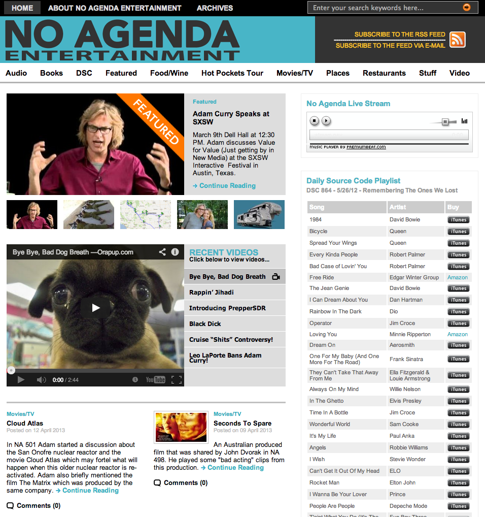 Shoutout for No Agenda Entertainment
